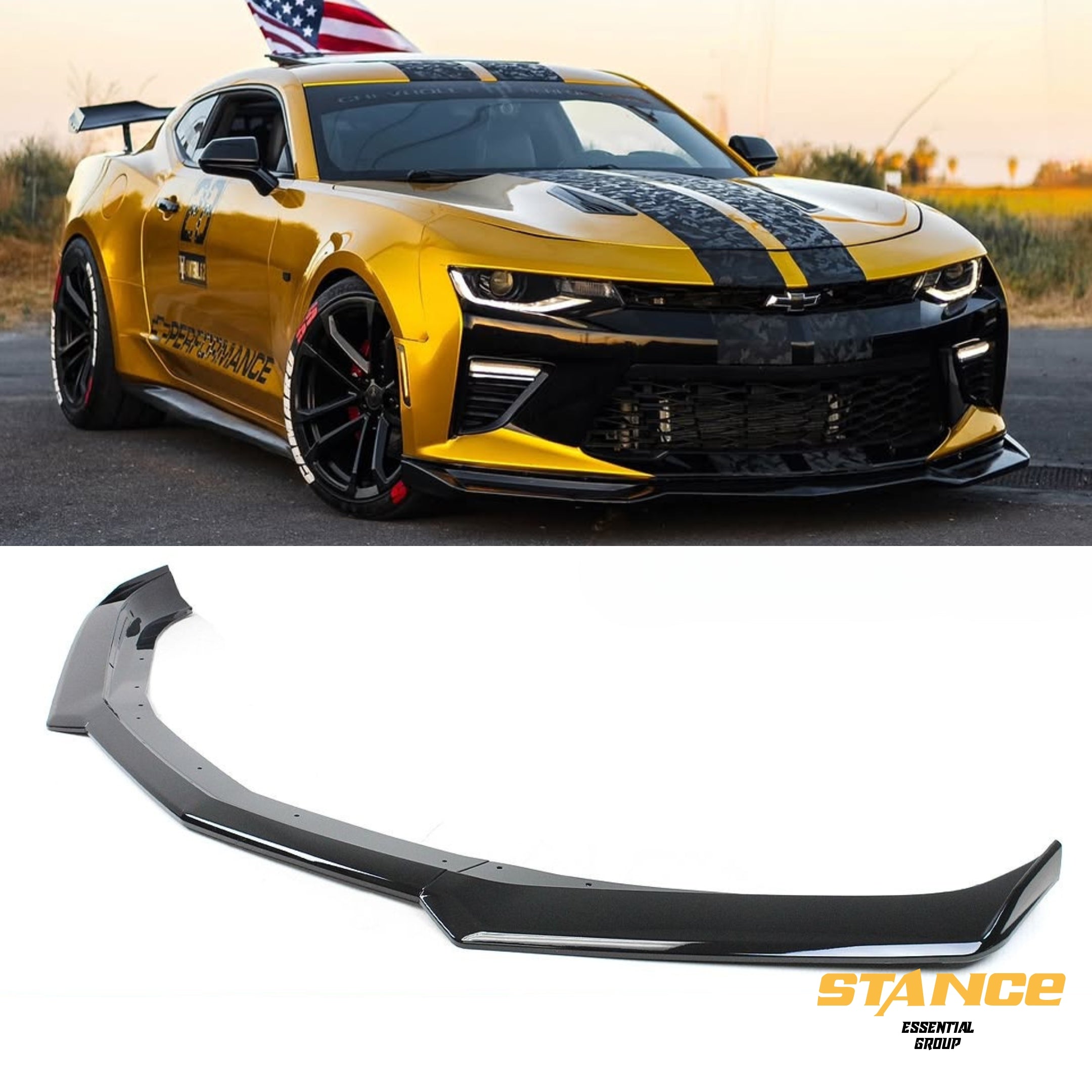 2016-2024 Chevrolet Camaro SS LS LT RS ZL1 Style Front Lip Gloss Black ...